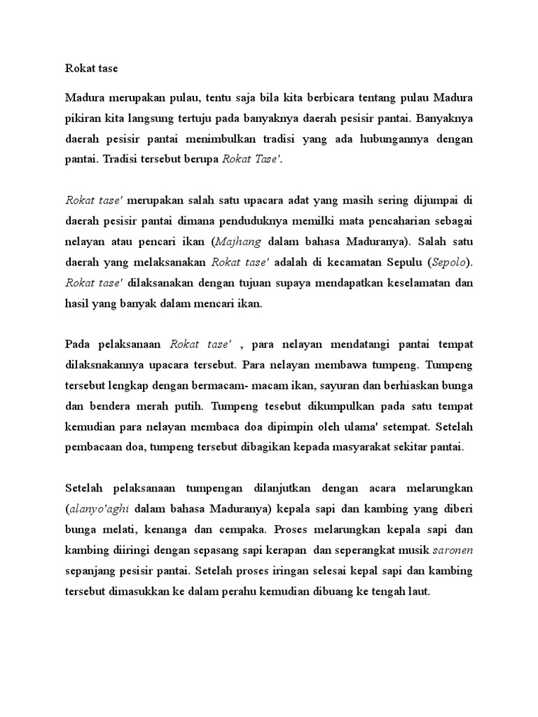 Budaya Rokat Tase | PDF