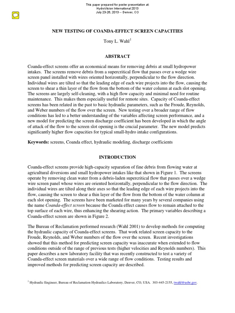 New Testing of Coanda-Effect Screen Capacities | PDF | Reynolds Number ...