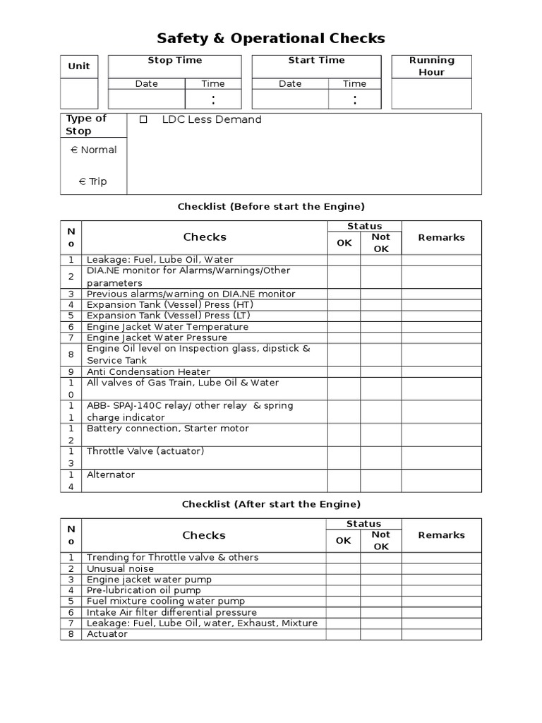 Safety & Operational Checks: LDC Less Demand | PDF