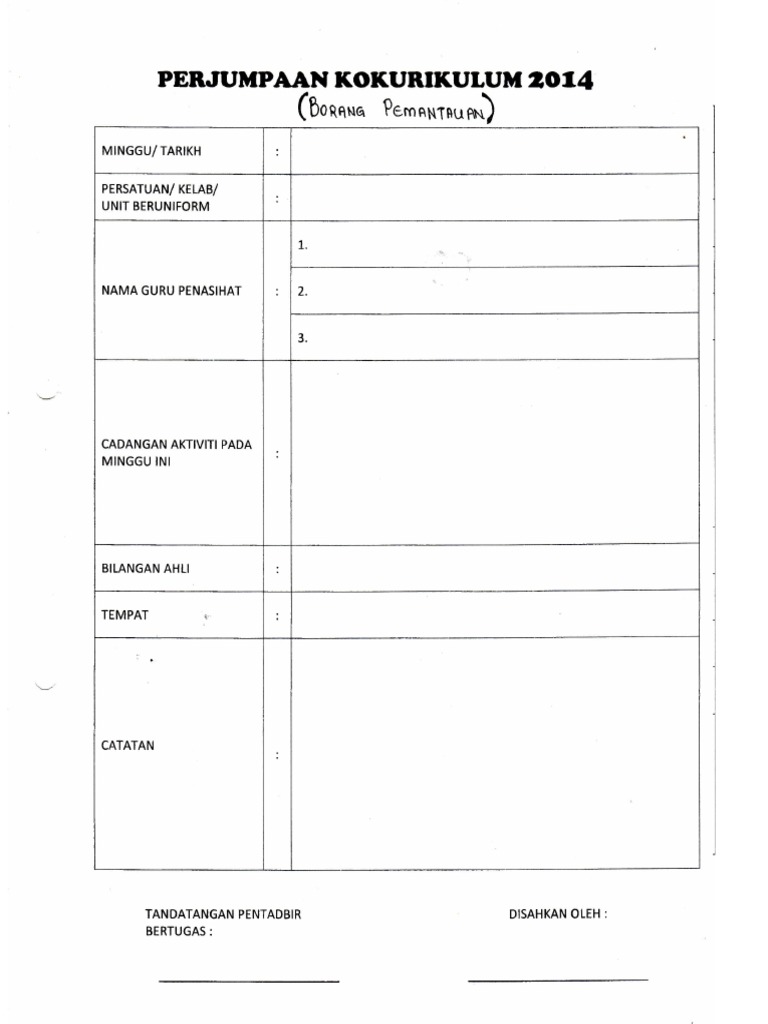 Laporan Perjumpaan Kokurikulum | PDF