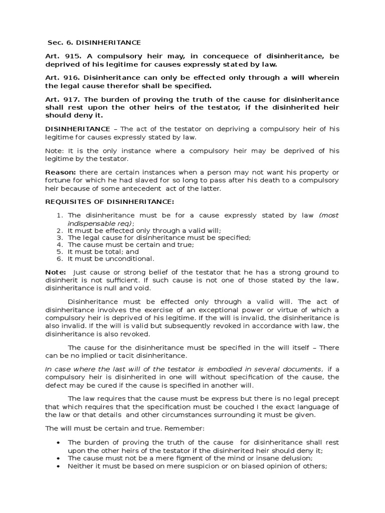 Wills (Disinheritance) | Will And Testament | Crimes