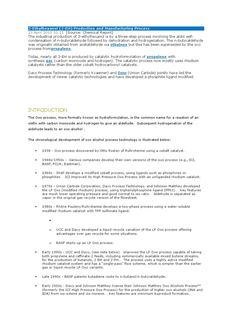 Ethylhexanol PFD | Download Free PDF | Chemical Industry | Organic ...