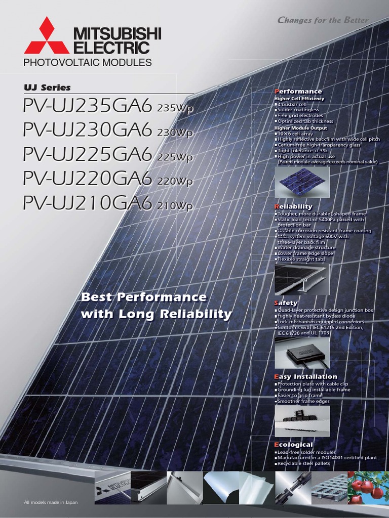 PV-UJ225GA6 Data Sheet | Solar Panel | Photovoltaics