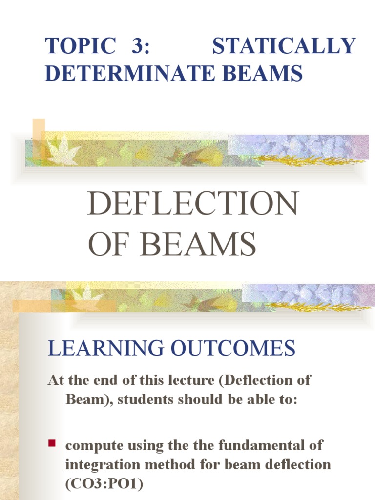 Topic 3 - Deflection of Beams | PDF | Beam (Structure) | Bending