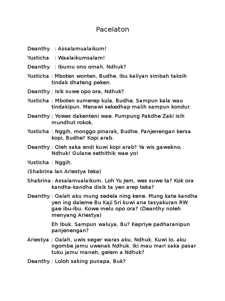 Pacelathon (Percakapan Bahasa Jawa) | PDF