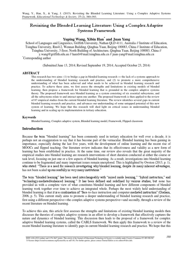 Blended Learning: Complex Systems Approach | PDF | Educational ...