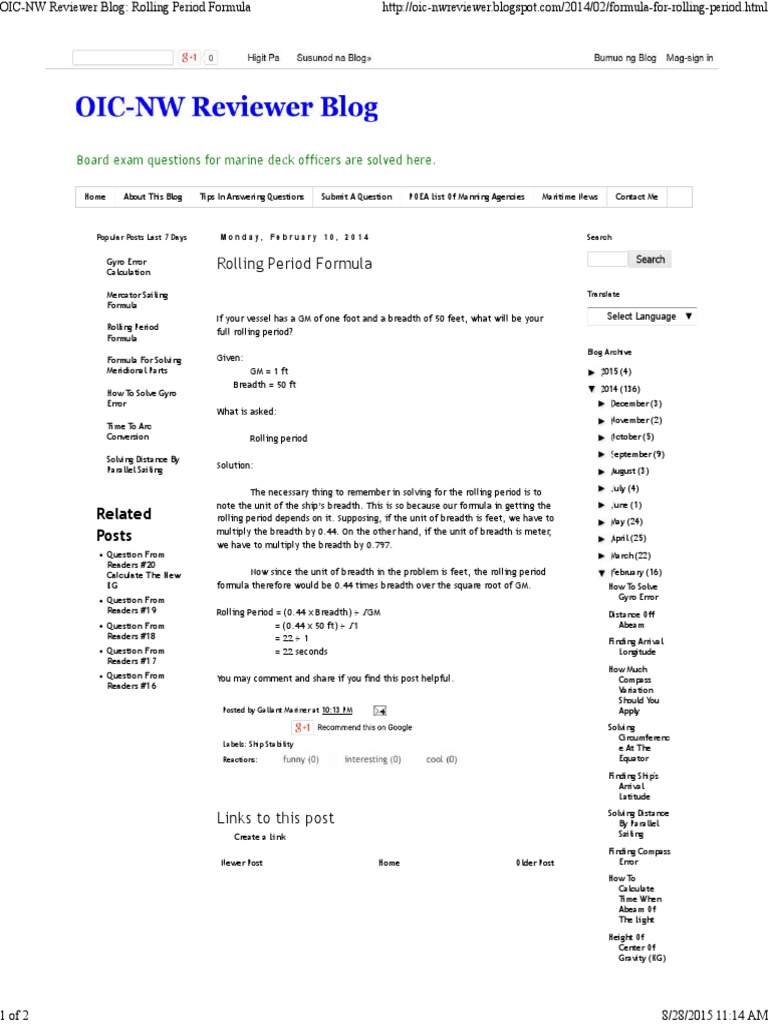 OIC-NW Reviewer Blog - Rolling Period Formula | PDF | Teaching Mathematics | Nature