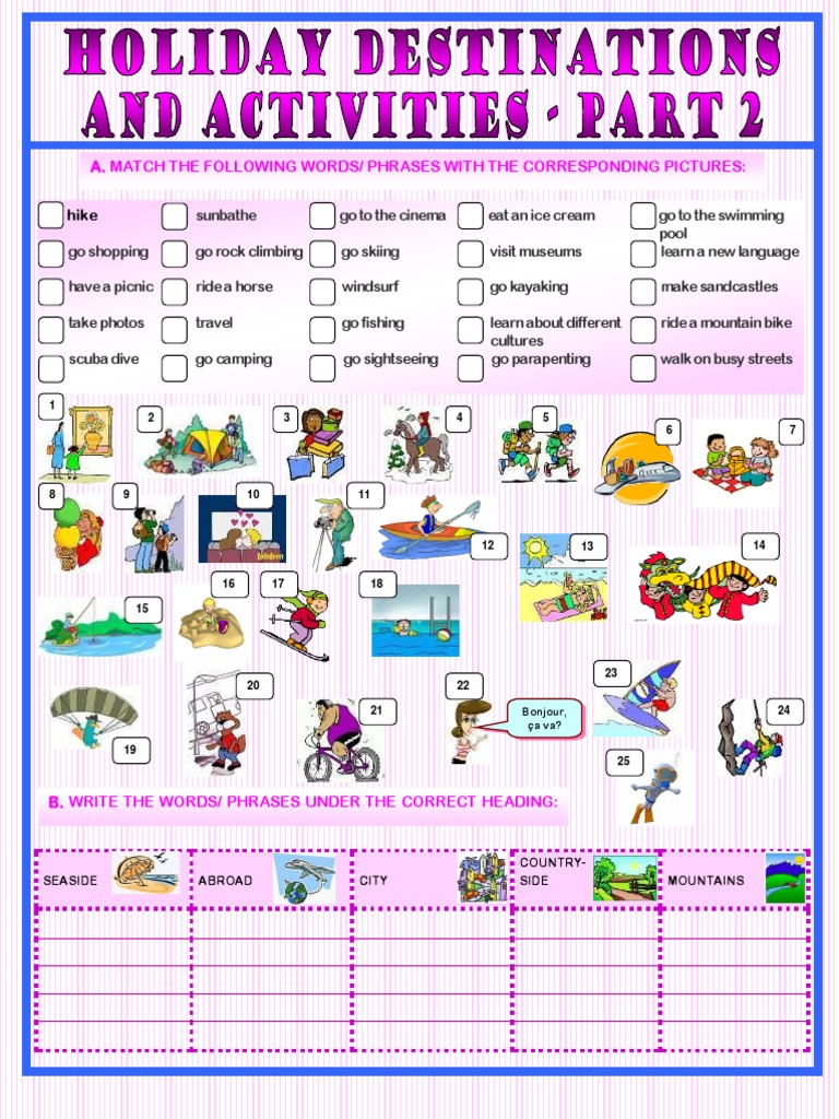 Holiday Destinations Activities 2 | PDF