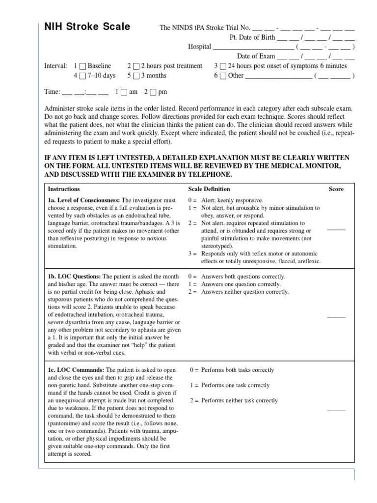 Nih Stroke Scale | Aphasia | Neurological Disorders