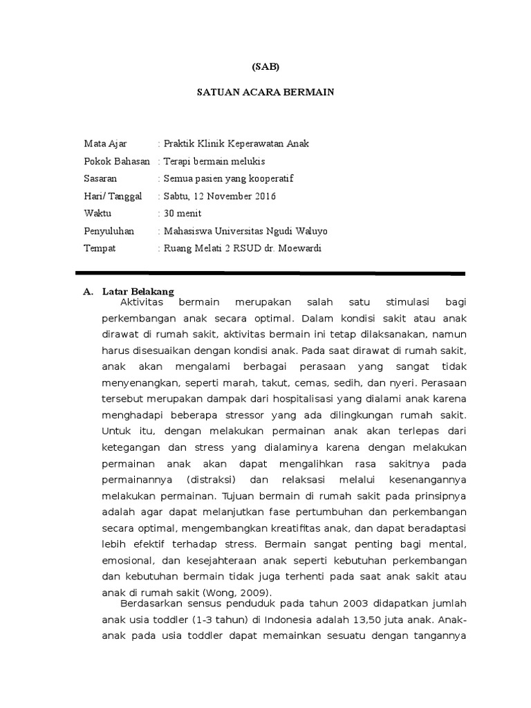 Terapi Bermain Melukis Anak di RS | PDF | Pengembangan Diri | Kesehatan ...