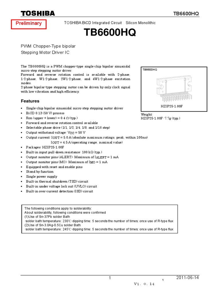TB6600 Datasheet | PDF | Power Supply | Reliability Engineering