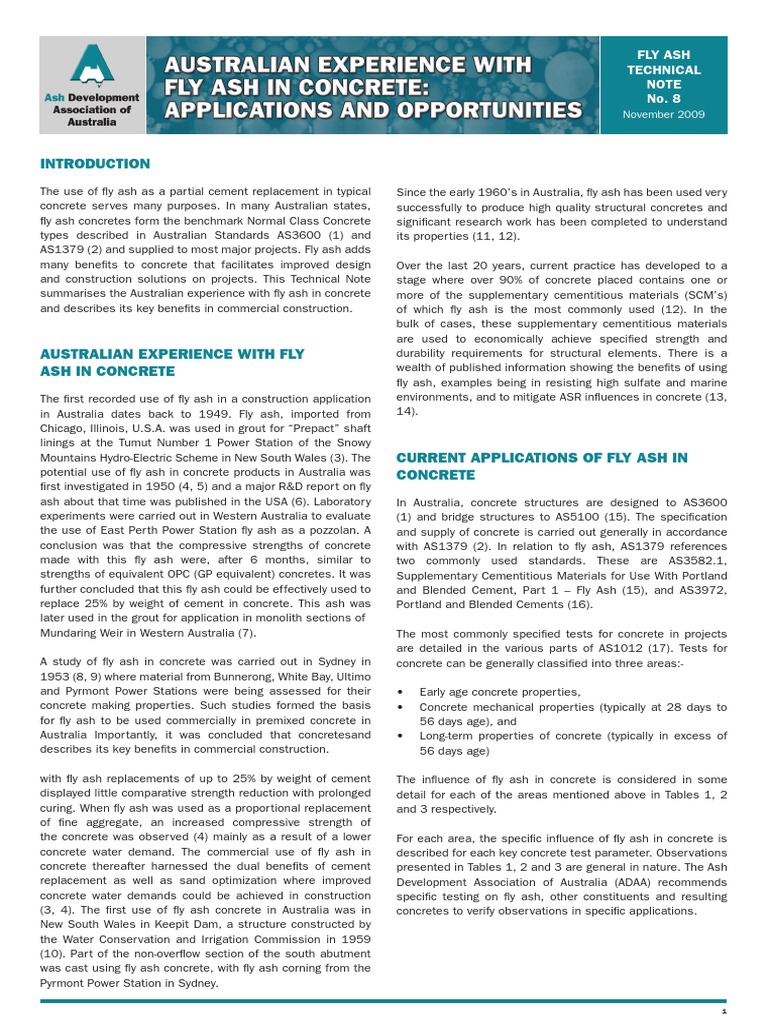 ADAA Technical Note 8 | PDF | Fly Ash | Concrete