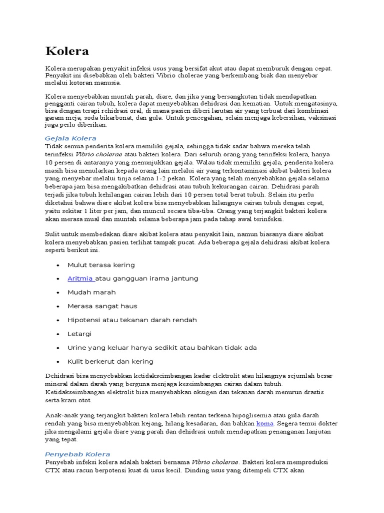 Kolera | PDF | Kesehatan Holistik