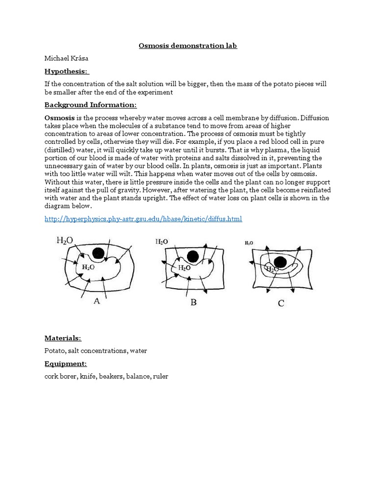 Osmosis Demonstration Lab Download Free Pdf Osmosis Physical Sciences