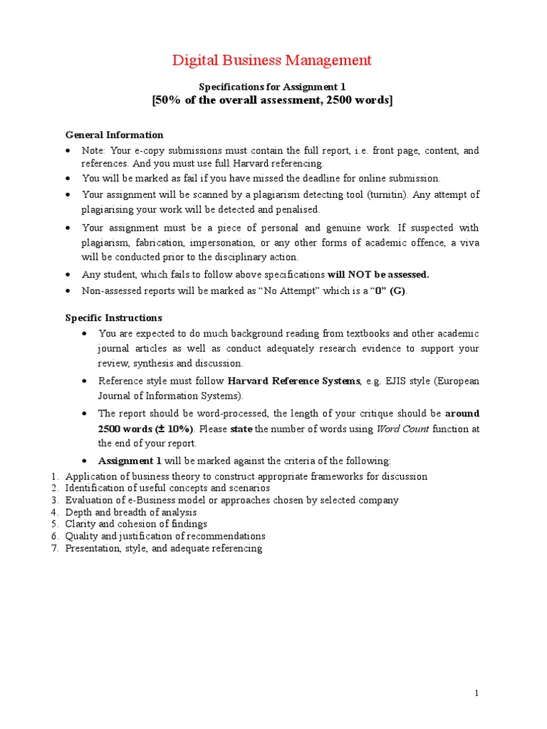 Digital Business Management - Assignment 1 V1 | Download Free PDF ...