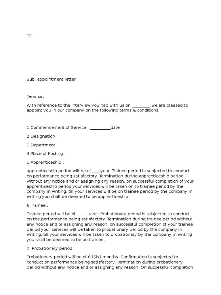 Appointment Letter. | PDF | Employment | Salary