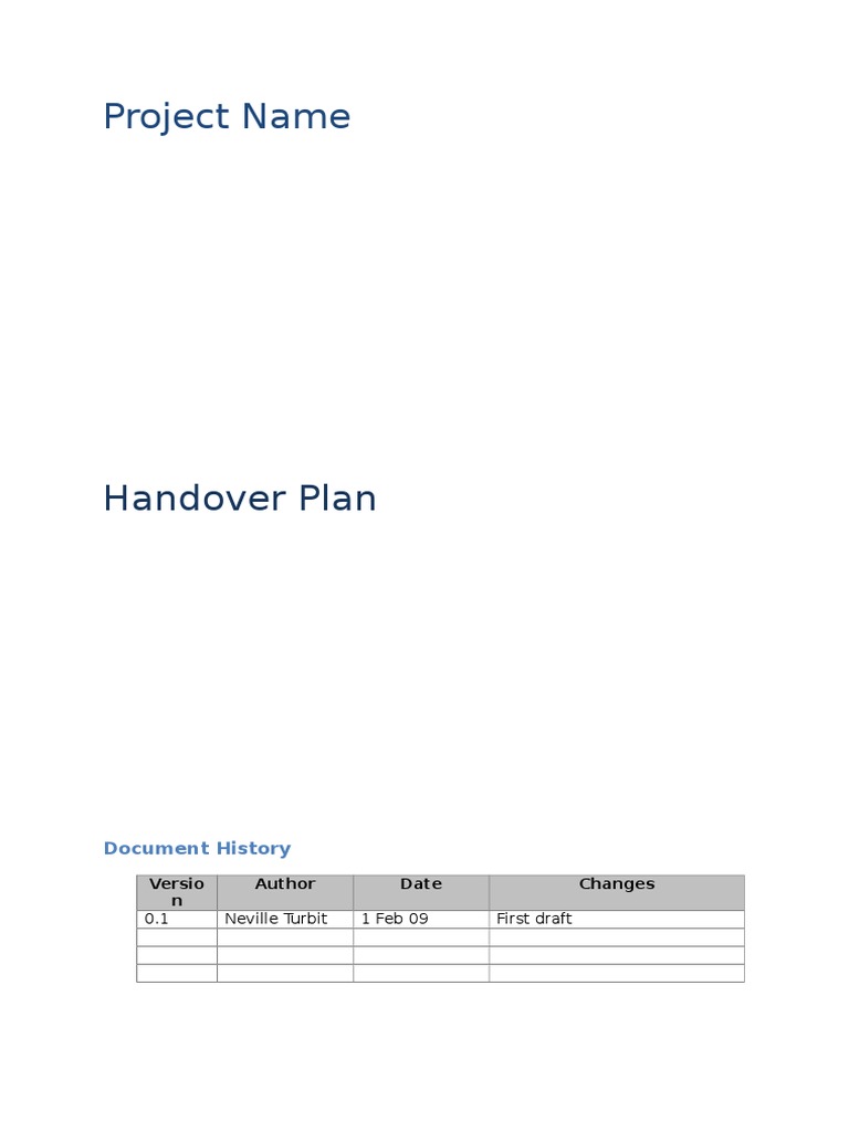 Handover Plan | Service Level Agreement | Information Technology Management