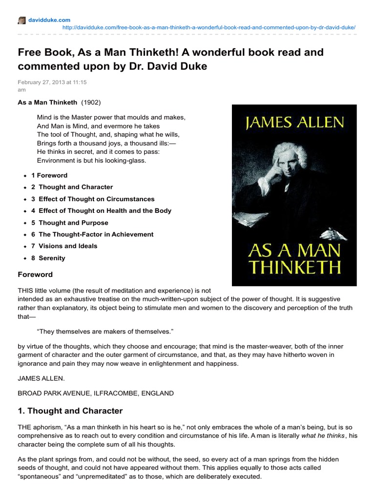 As A Man Thinketh | PDF | Virtue | Mind