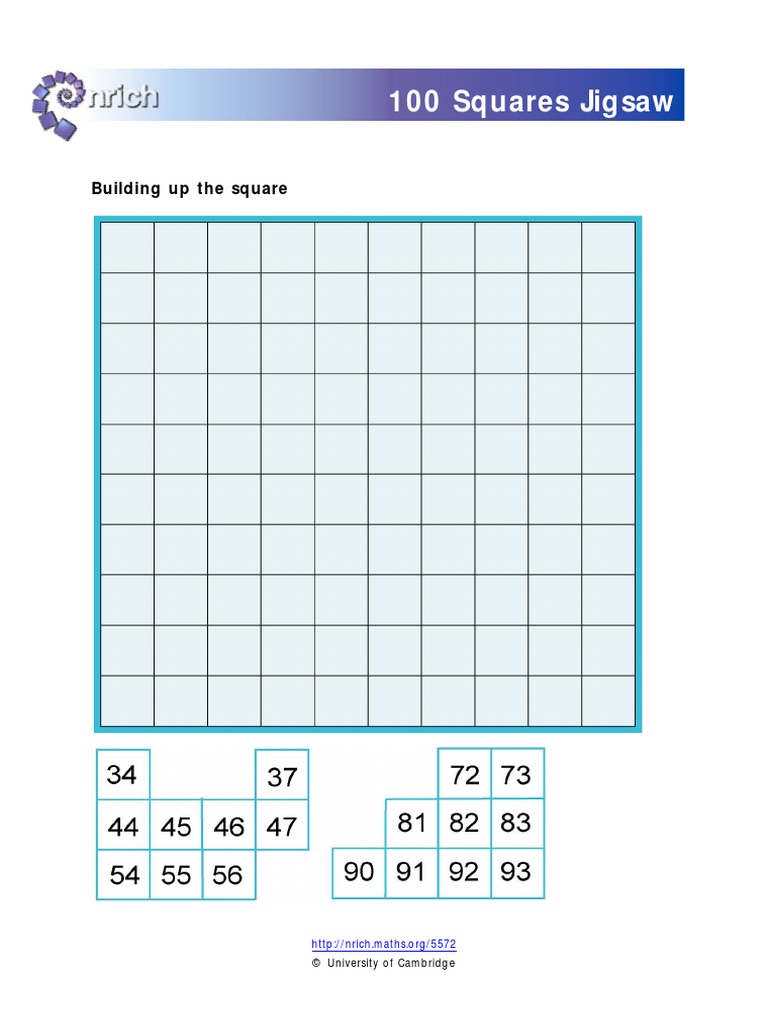 100 Squares Jigsaw: Building Up The Square | PDF | Technology & Engineering