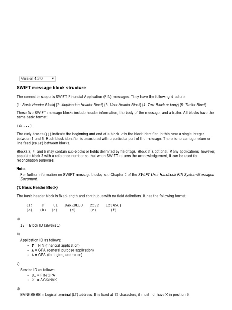 IBM Knowledge Center - SWIFT Message Block Structure | PDF | C ...