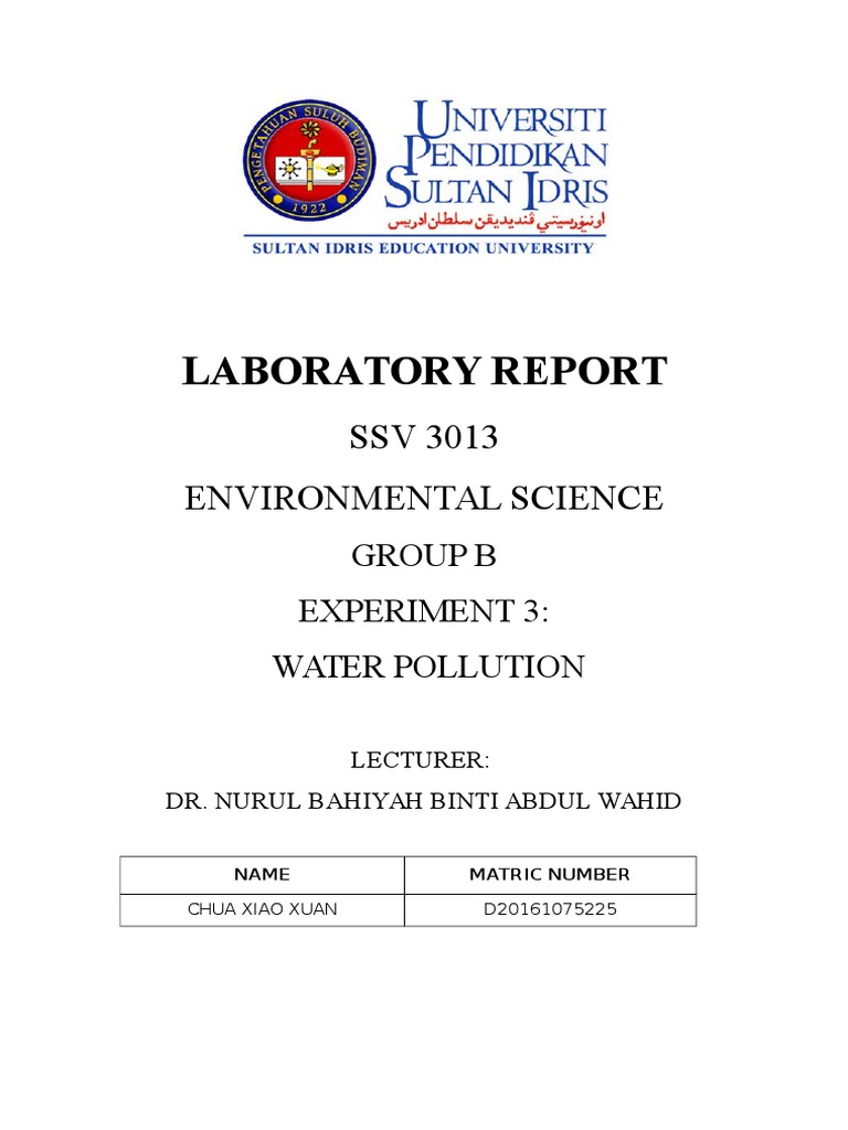 Laboratory Report | PDF | Water Pollution | Groundwater