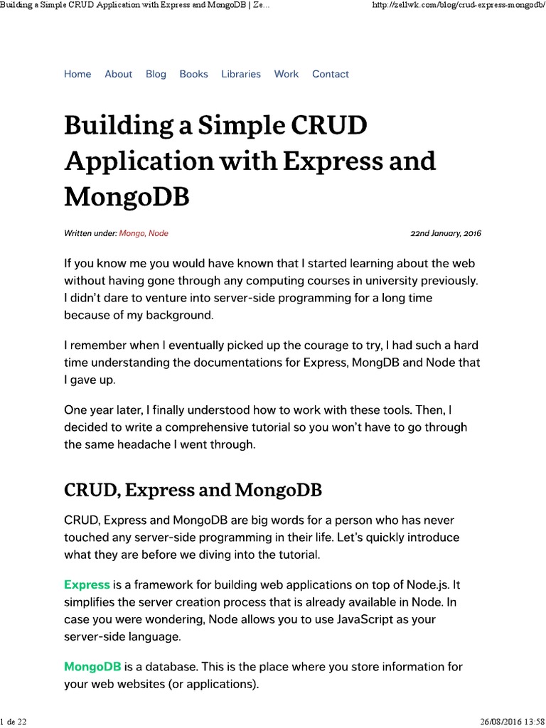 Mongodb Building A Simple Crud Application With Express And Mongodb Pdf Application