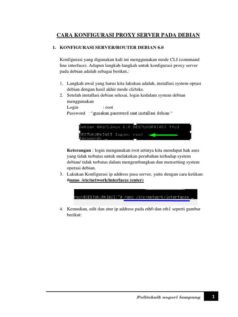 Cara Konfigurasi Proxy Server Pada Debian | PDF