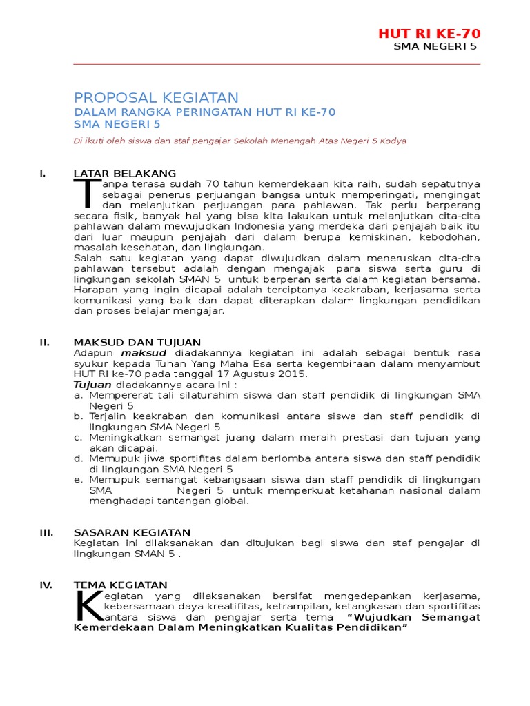 CONTOH PROPOSAL KEGIATAN 17 aGUSTUS | PDF