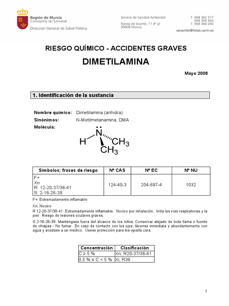 Dimetilamina | PDF | Quemar | Sistema respiratorio