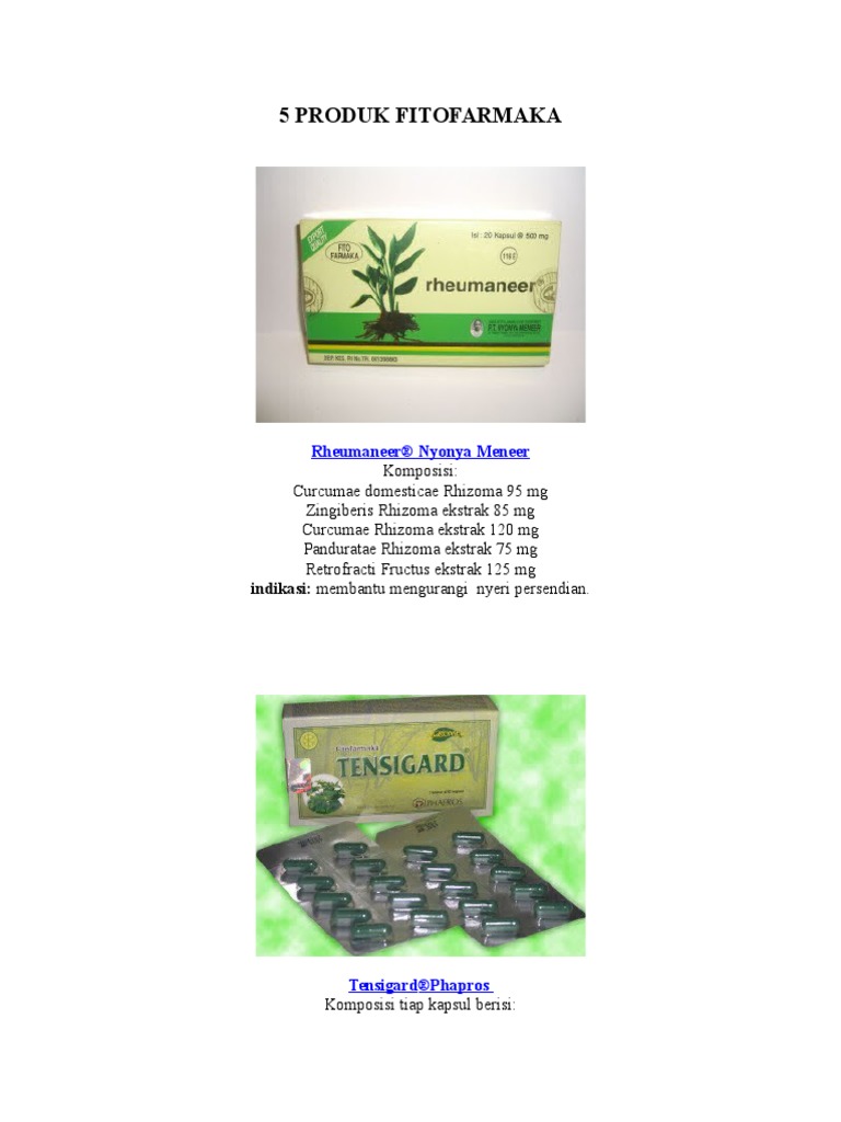 5 Produk Fitofarmaka | PDF