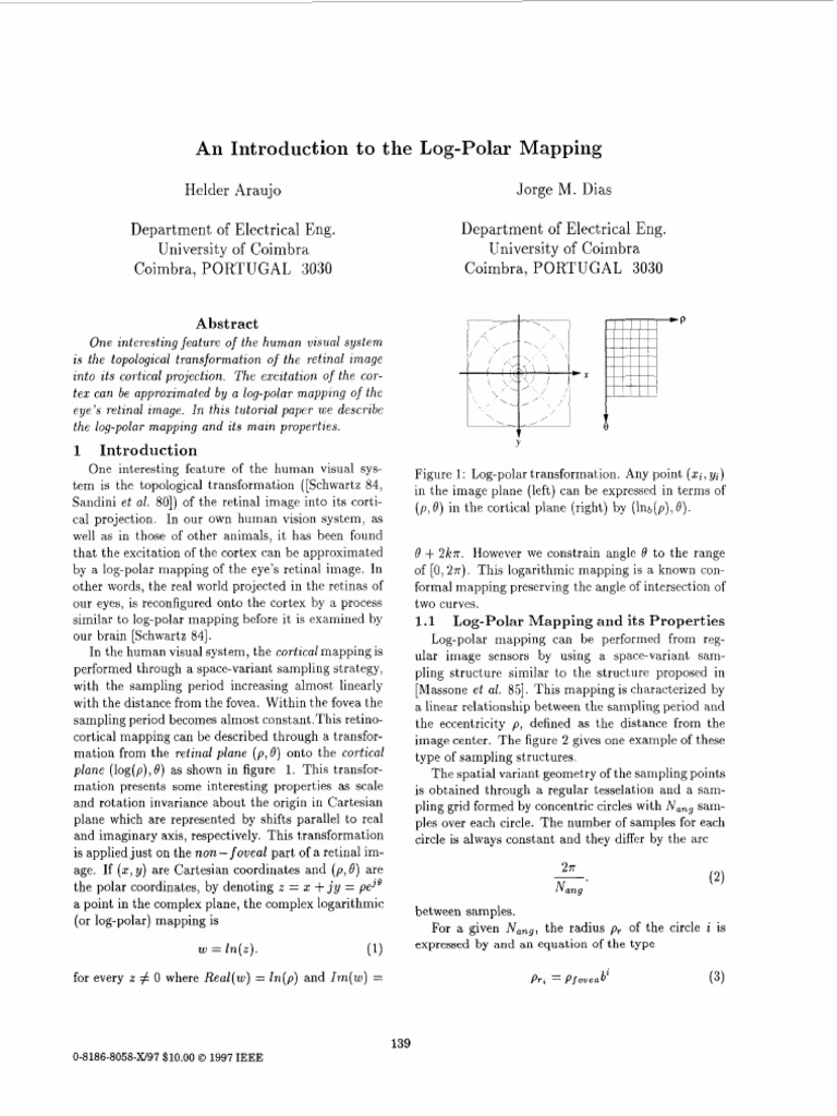 An Introduction T o The Log-Polar Mapping | PDF | Radius | Euclidean Vector