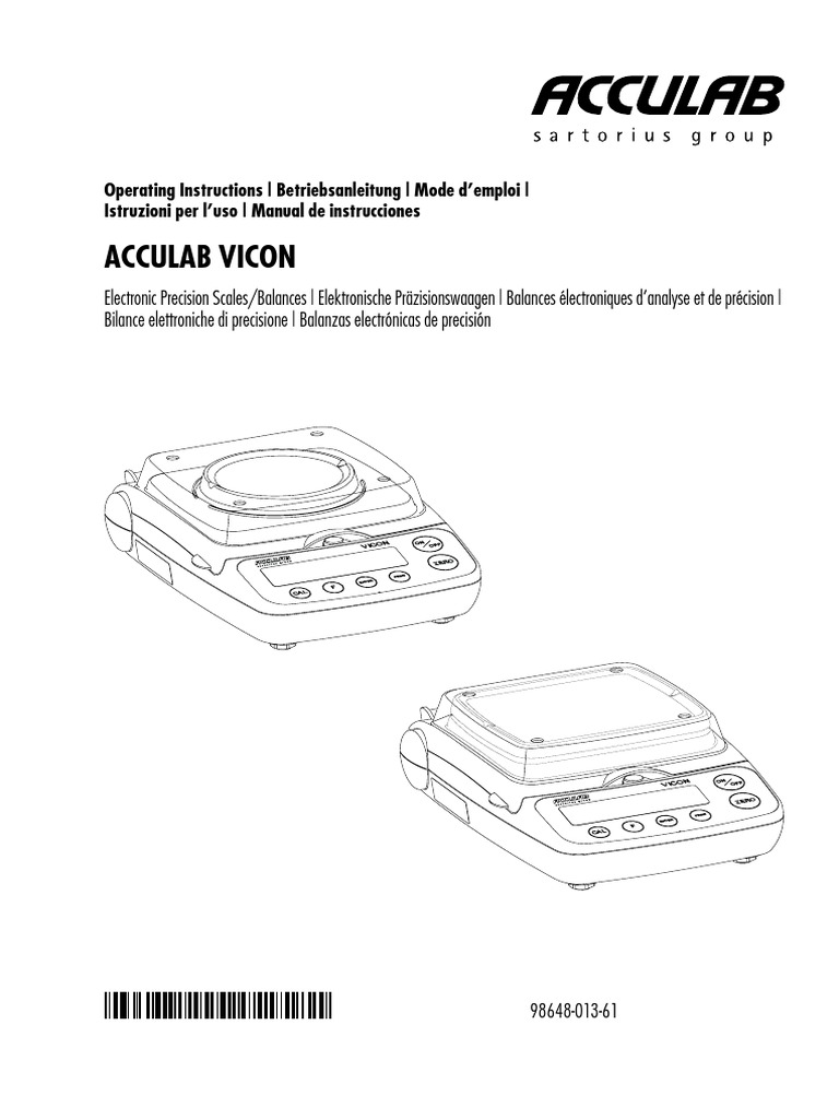 Acculab Vicon Manual | PDF | Calibration | Weight