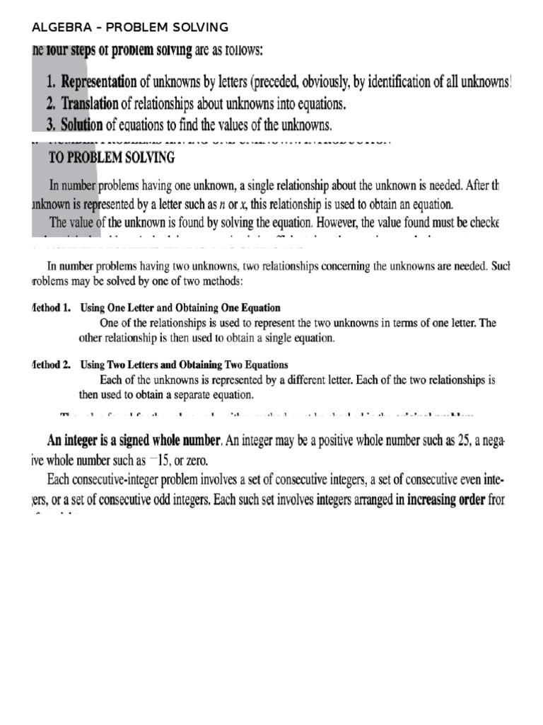 Algebra - Problem Solving | PDF