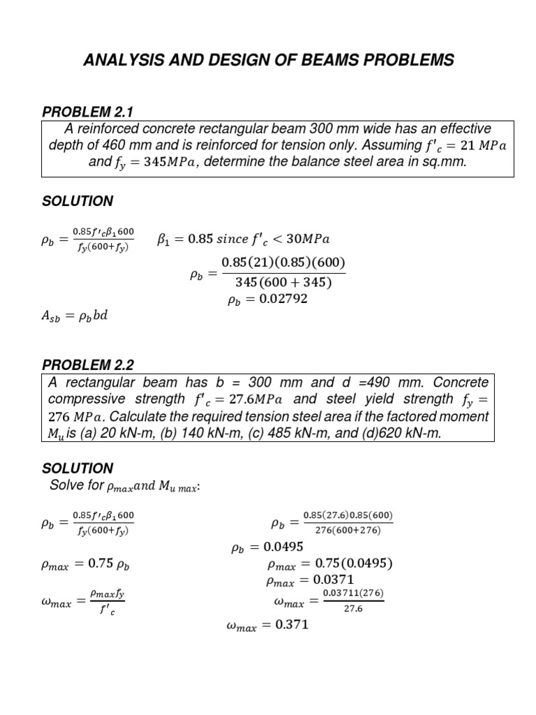 Analysis and Design of Beams Problems | PDF | Beam (Structure ...