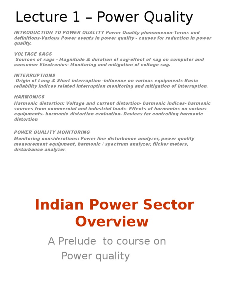 Lecture 1 - Power Quality | PDF | Electric Power | Electric Power ...