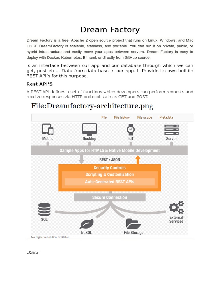 DreamFactory: Open Source API Management | PDF | Representational State Transfer | Application ...