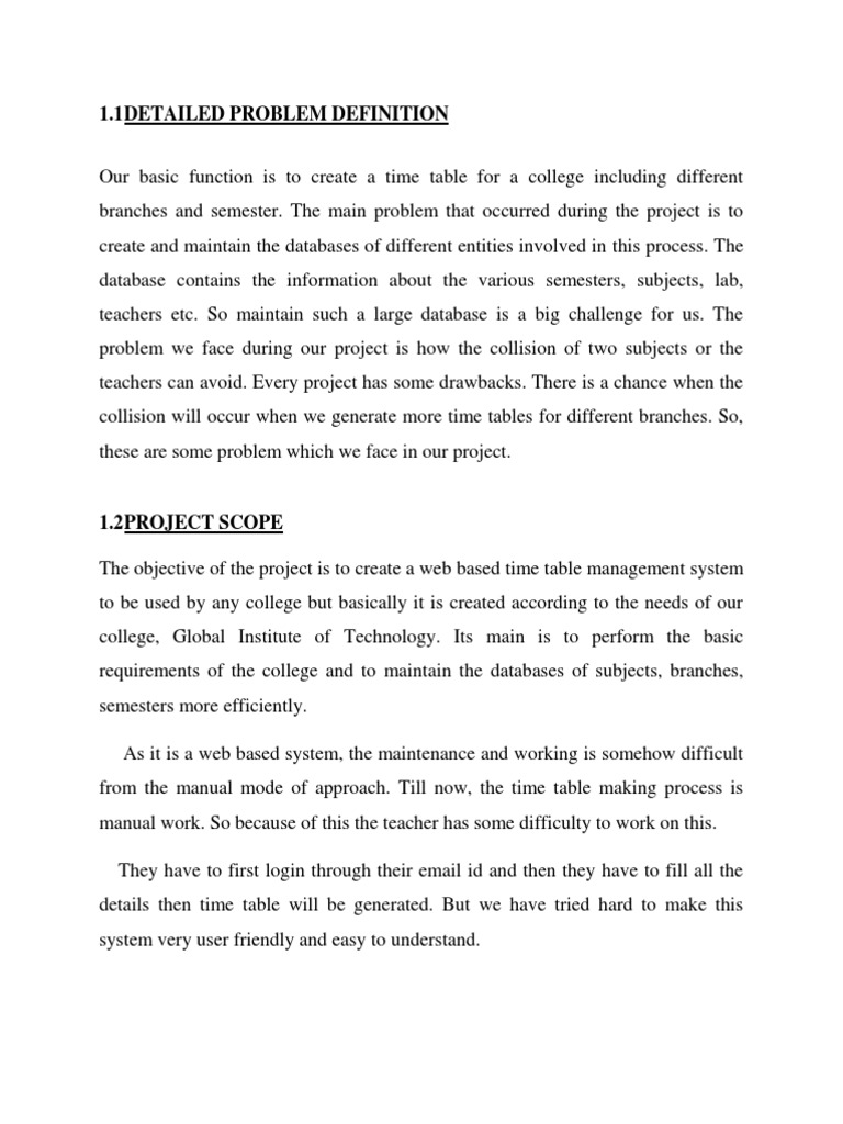 Automatic Timetable Generation Rep123 | PDF