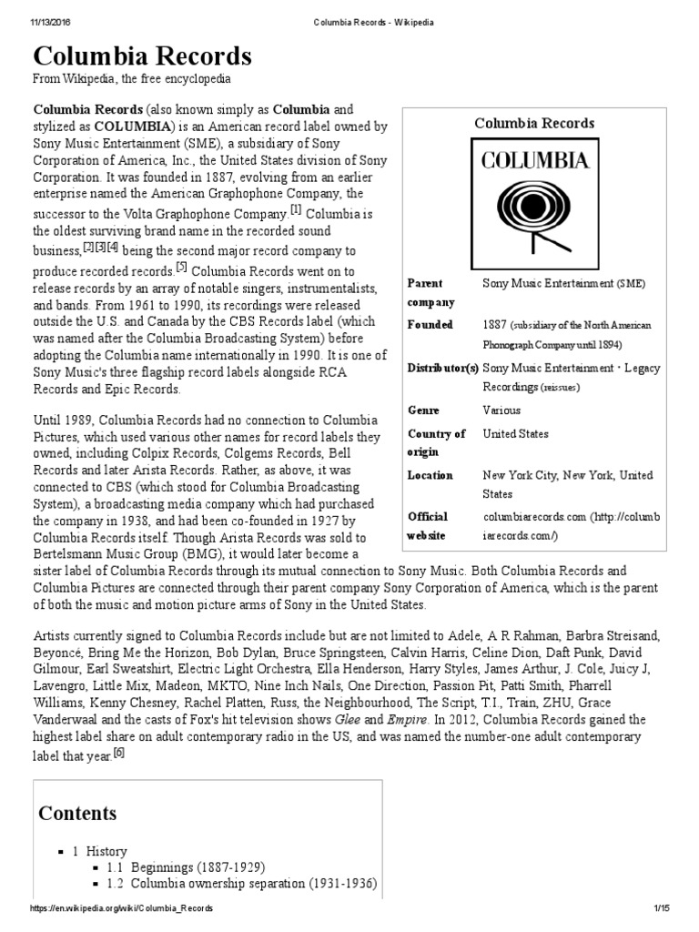Columbia Records | PDF | Columbia Records | Gramophone Record