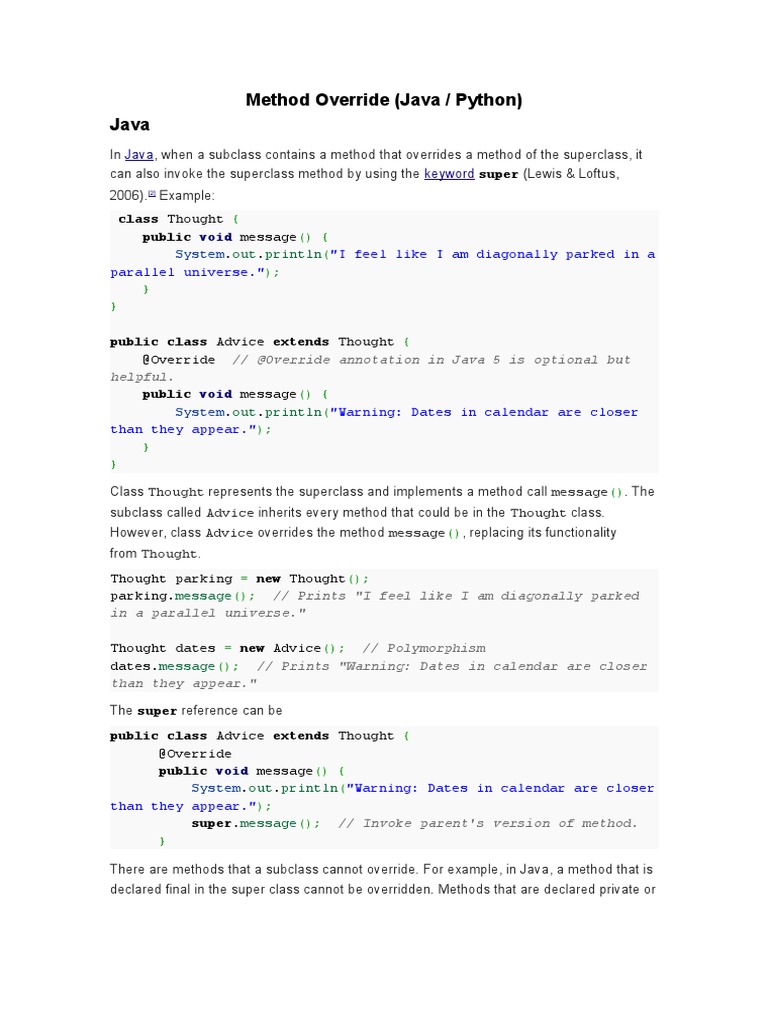 Method Override | PDF
