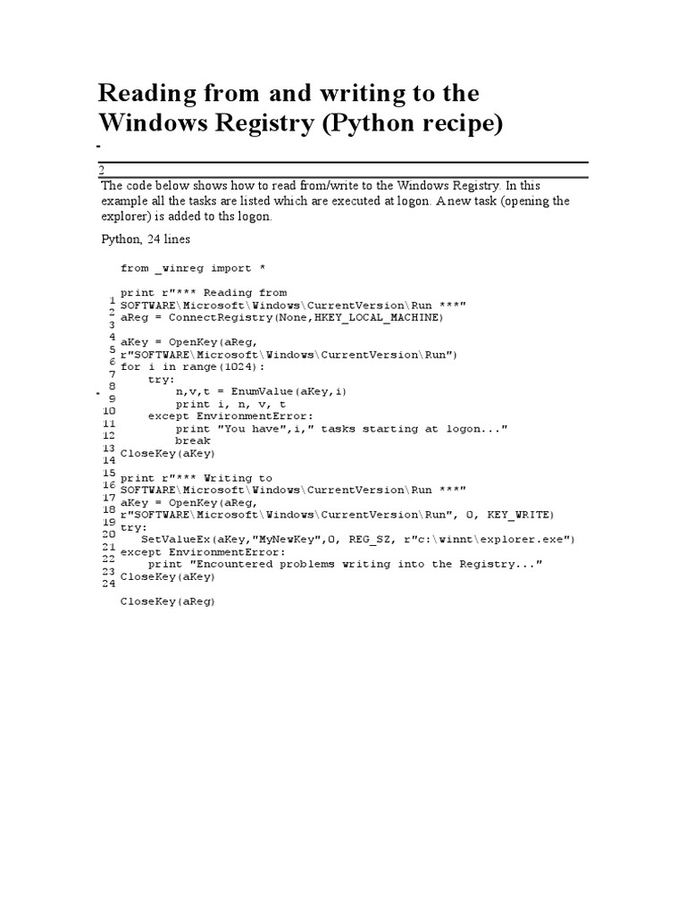 Python Windows Registry Access | PDF