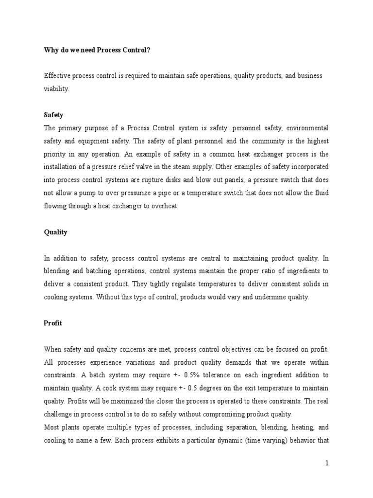 Why Do We Need Process Control | PDF | Control Theory | Process Control