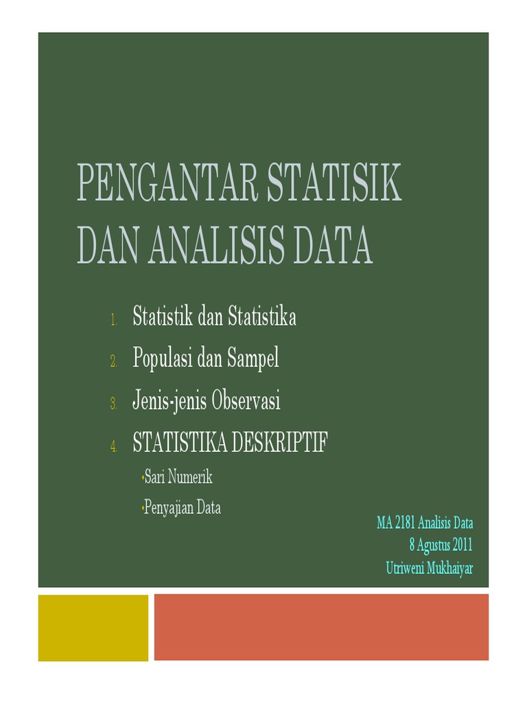 Pengantar Statistik Dan Analisis Data | PDF | Metode & Bahan Ajar ...