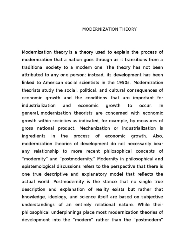 Modernization Theory | PDF | Modernization Theory | Economic Development