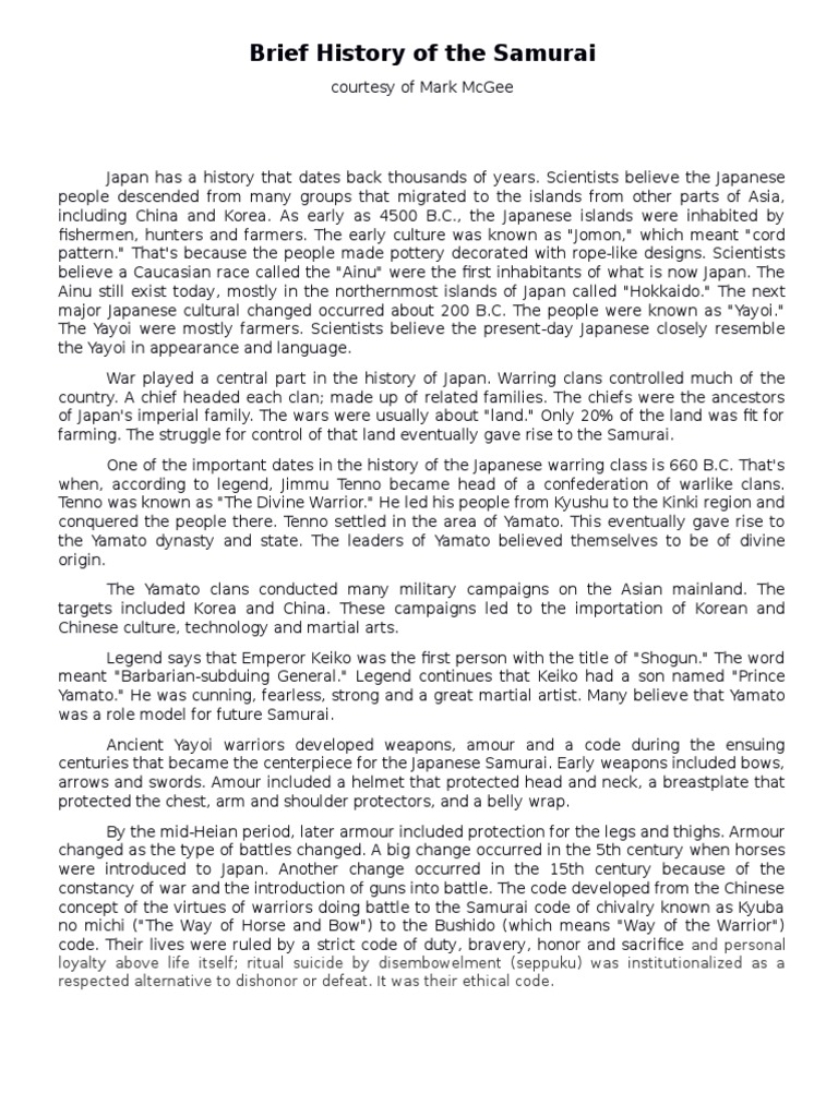 Samurai Reading | PDF | Samurai | Bushido