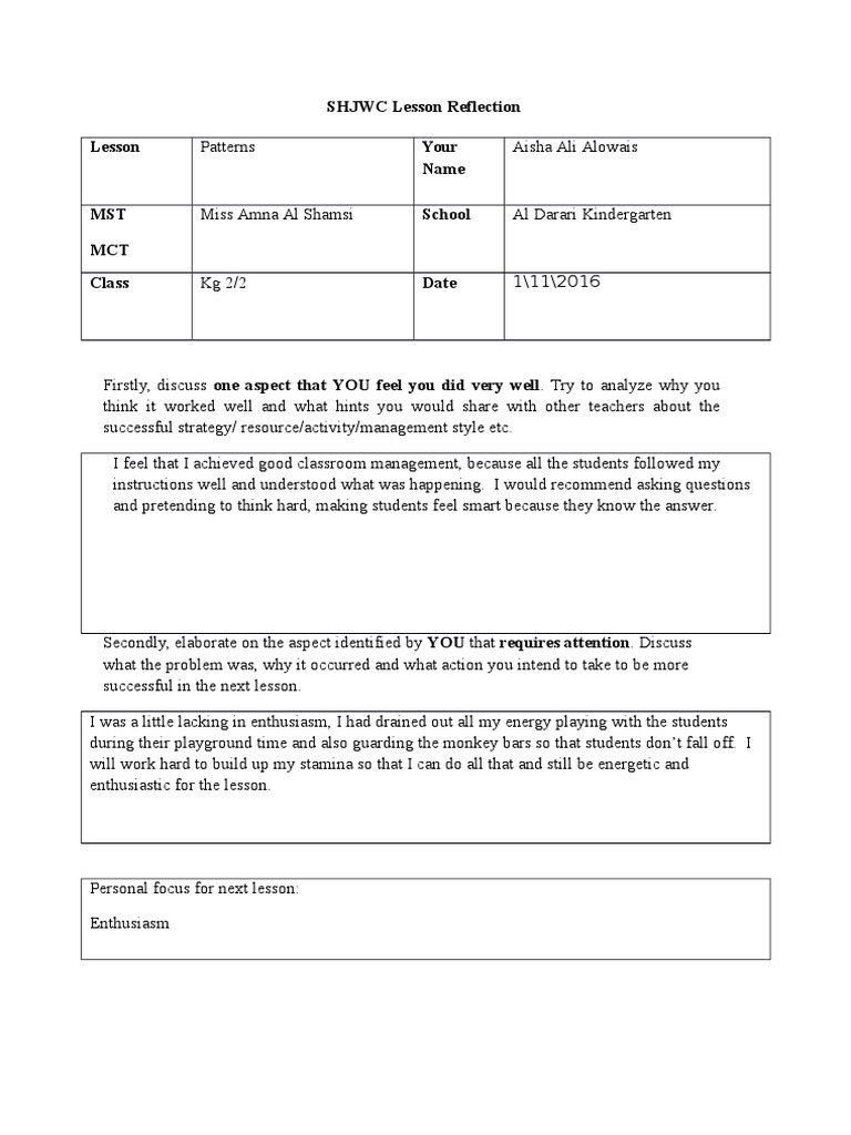 Patterns Reflection | PDF | Applied Psychology | Learning