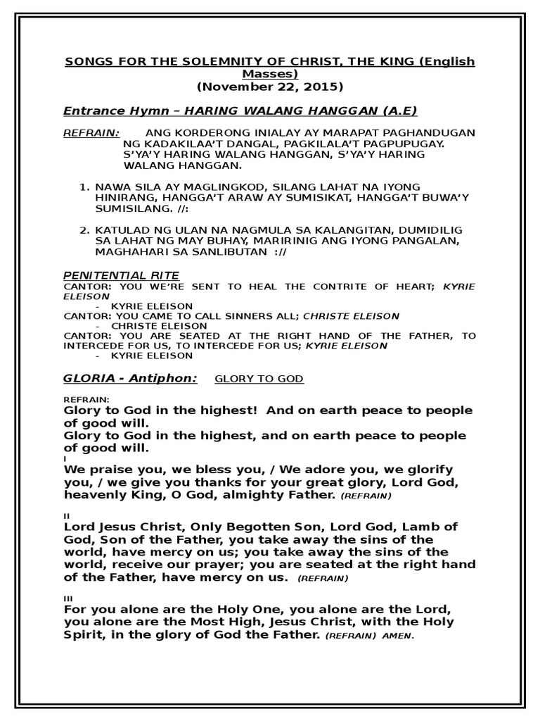 Christ the King Mass Song Selections | PDF | Foreign Language Studies | Art