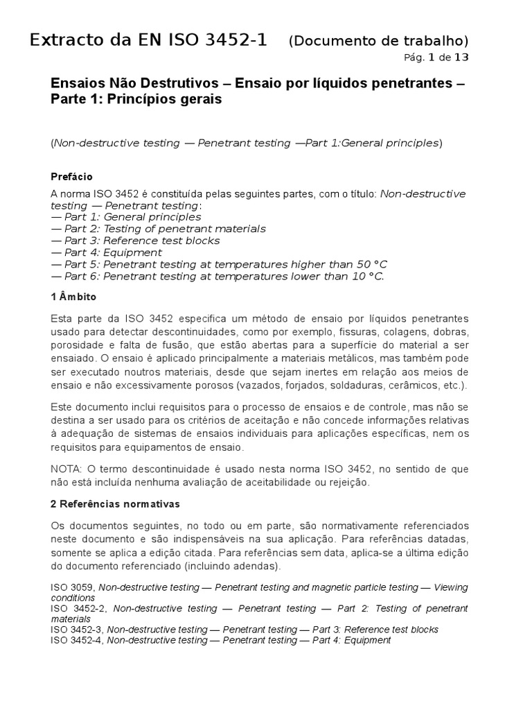 Resumo en ISO 3452-1 | PDF | Oxigênio | Água