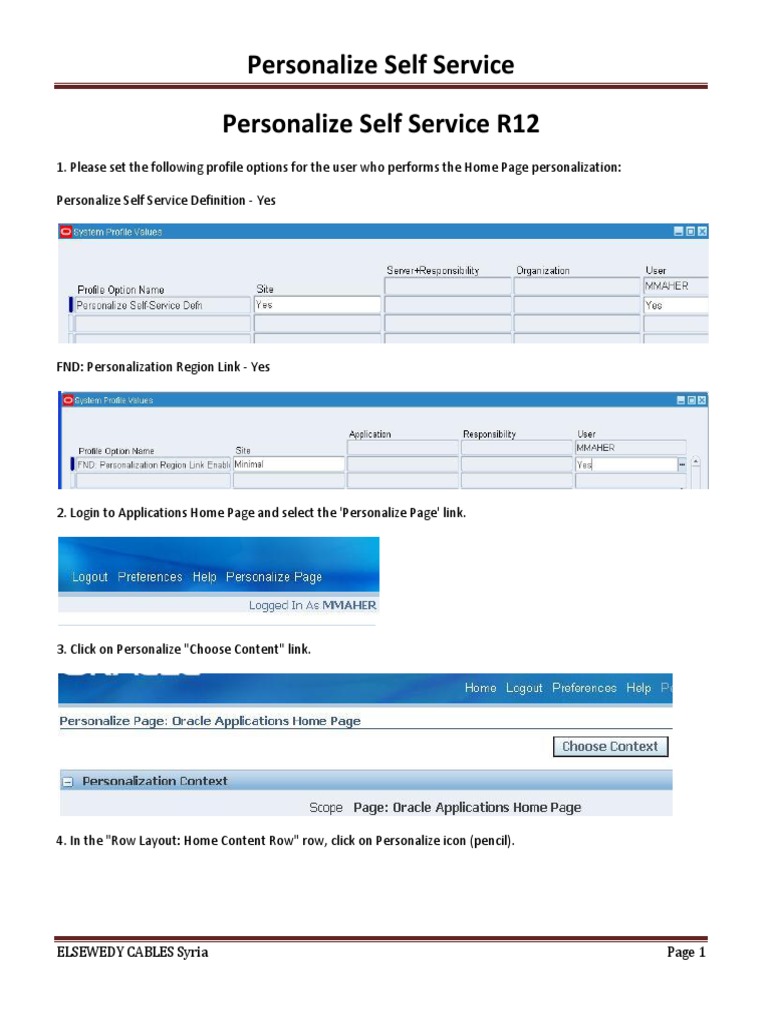 Personalize Self Service Personalize Self Service R12 | PDF