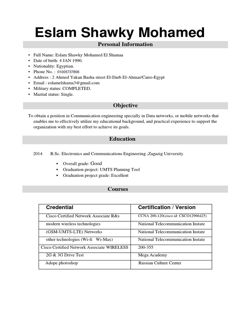 Eslam Elshamaa CV PDF | PDF