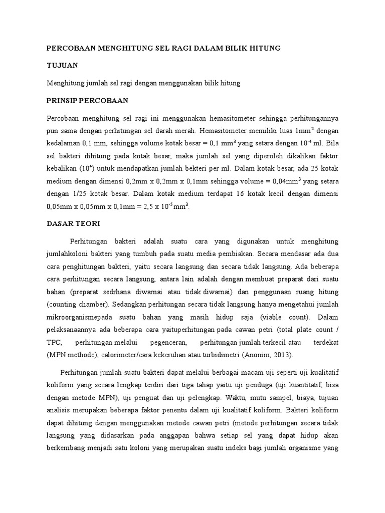 Menghitung Sel Ragi dengan Hemasitometer | PDF | Pengembangan Diri ...